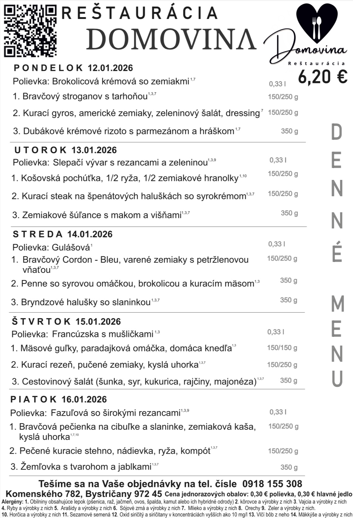 Denné menu :: restauracia domovina